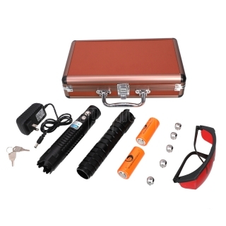 50000mW 445nm Blue Beam 3-Mode Zoomable 5-in-1 Laser Pointer Pen Kit Black - Laserpointerpro